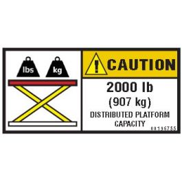 2000 lb (907 kg) Capacity Label