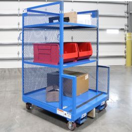 Order Picking Cart (OPC), 40x45, 3 Fixed Shelves, Enclosed Sides